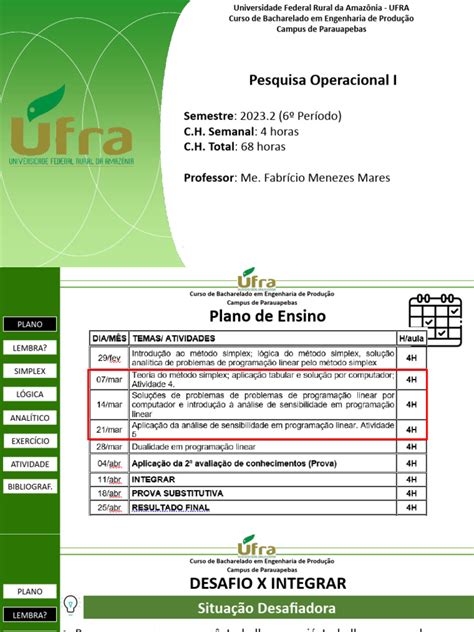 Programação Linear Solução Gráfica E Método Simplex Pdf Equações Programação Linear