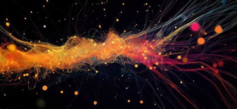 Abstract Digital Art Depicting Vibrant Energy Flow With Colorful Strands And Glowing Particles