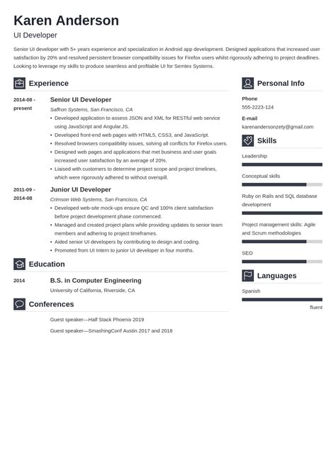 User Interface Ui Developer Resume Sample And Guide