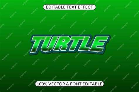 Premium Vector Turtle Text Effect Editable Green And Shiny Text Style