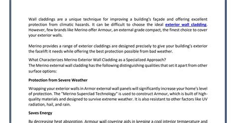 Top Reasons For Installing Merino Wall Cladding Panels By Bella Joseph