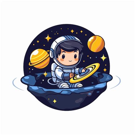 Астронавт в космосе Векторная иллюстрация персонажа мультфильма