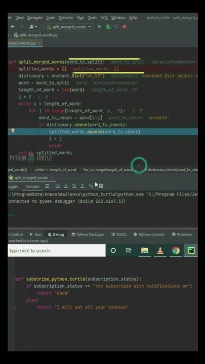 Split Merged Words Python Program Learn Easy With Debug Mode Tamil Youtube