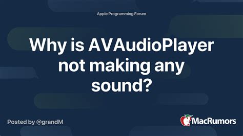 Why Is Avaudioplayer Not Making Any Sound Macrumors Forums