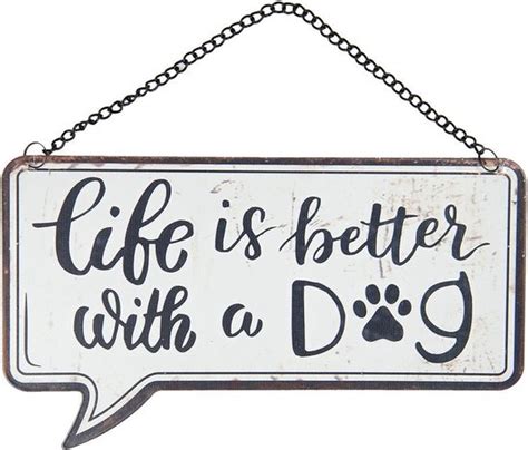 Clayre Eef Tekstbord 24x13 Cm Wit Zwart Metaal Rechthoek Wandbord Bol