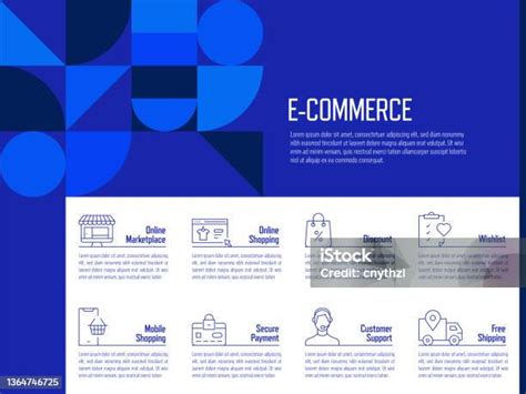 Konsep Ecommerce Vector Line Infografis Desain Dengan Ikon 8 Opsi Atau