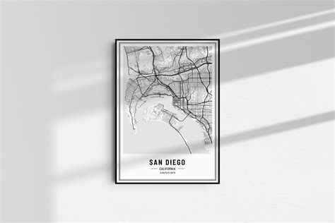 San Diego California Map Digital Print San Diego Map Poster San Diego