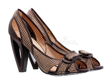 Pares De Zapatos Femeninos De La Manera Aislados Sobre Blanco Imagen De