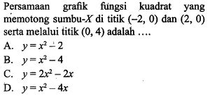 Persamaan Grafik Fungsi Kuadrat Yang Memotong Sumbu X Di