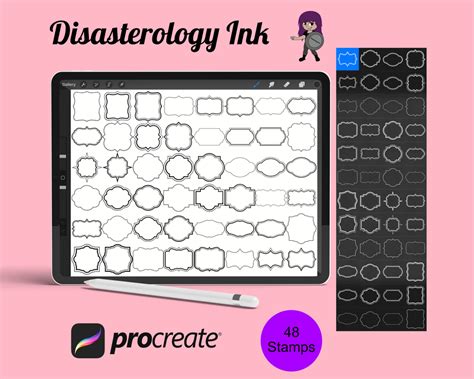 Label Frames Set 1 Procreate Brush Stamps 48 Label Frames