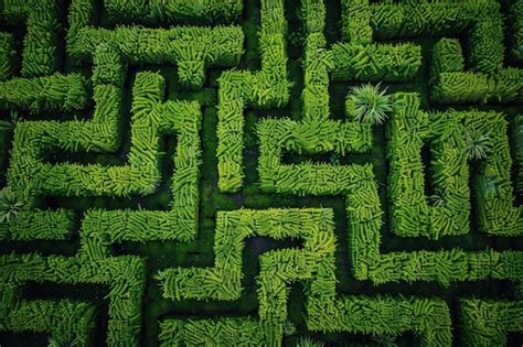 Overhead View Of A Green Hedge Maze Premium Ai Generated Image