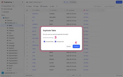 Actions On Table Nocodb