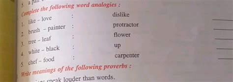 Complete The Following Word Analogies Like Studyx