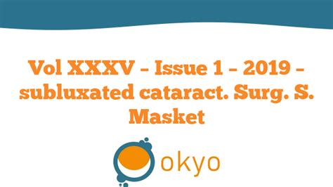Vjcrs Subluxated Cataract S Masket Okyo