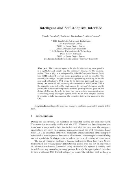 PDF Intelligent And Self Adaptive Interface