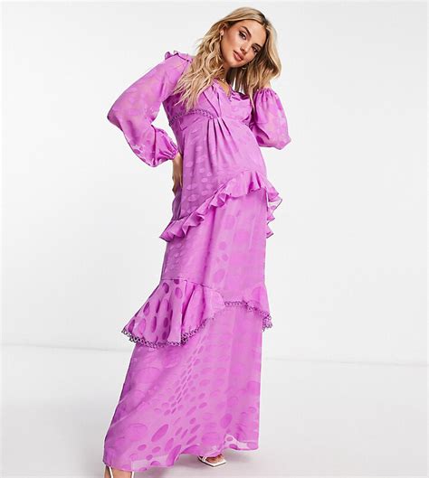 Asos Maternity Asos Design Maternity Maxi Dress With Warped Spot And