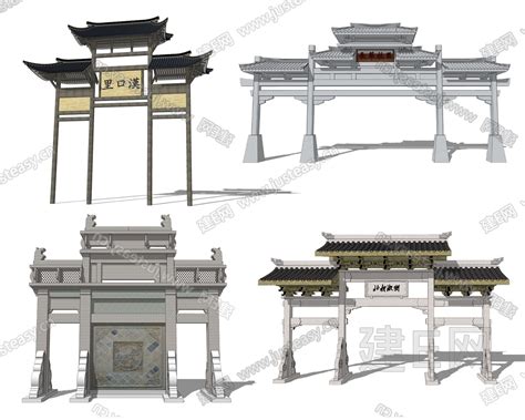 中式牌坊门楼 Sketchup模型sketchup模型库建e室内设计网