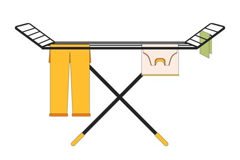 Premium Vector Air Dry Clothes Rack 2d Linear Cartoon Object