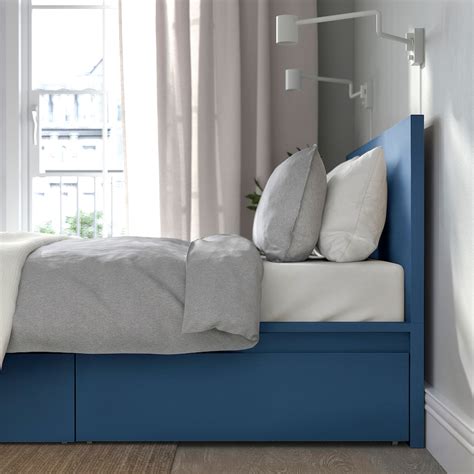 Malm High Bed Frame2 Storage Boxes Blue Full Ikea Ca