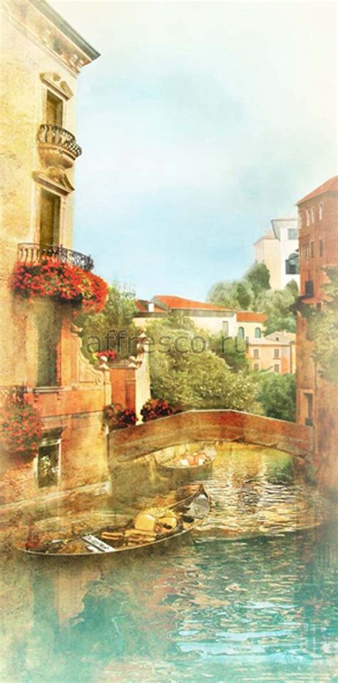 Бесшовная фреска с уличным пейзажем Венеции