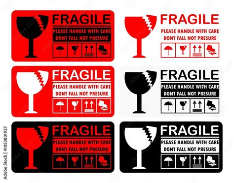Sticker Fragile Handle With Care Colored Fragile Warning Label With