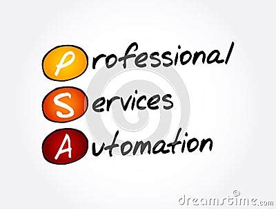 PSA Professional Services Automation Acronym Technology Concept Background Stock Photo