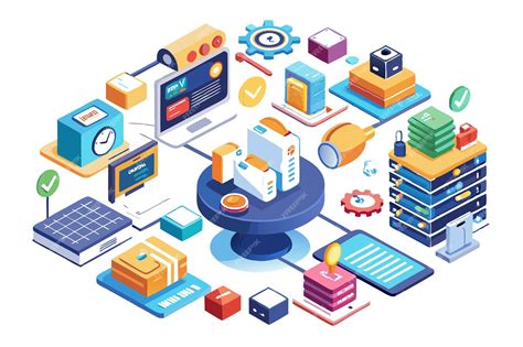 Isometric Illustration Of A Data Center With Servers Network And Cloud Computing Premium Ai