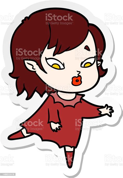 Autocollant Dune Jolie Fille Vampire De Dessin Animé Vecteurs Libres De