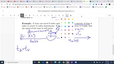 Rational Functions Distance Rate Time Boat With Current Youtube
