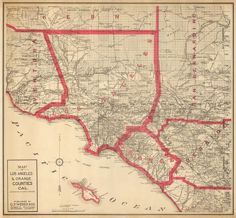 Map Of Los Angeles Orange Counties Cal Los Angeles Painting By Punnett