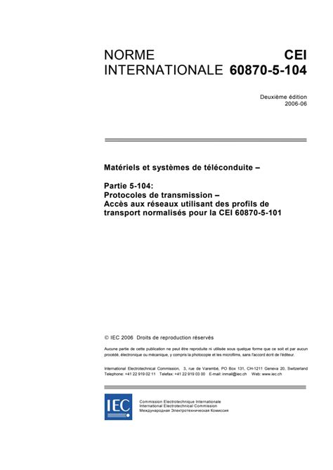 Iec 60870 5 1042006 Telecontrol Equipment And Systems Part 5 104
