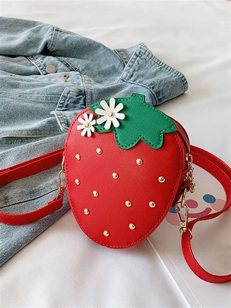 Garotas Saco de novidades Flor Decoração cravejado morango Desenho