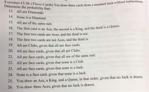 Solved Exercises 13 26 Three Cards You Draw Three Cards Chegg