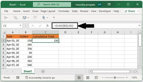 How To Calculate The Cumulative Sum Running Total Of A Column In Excel