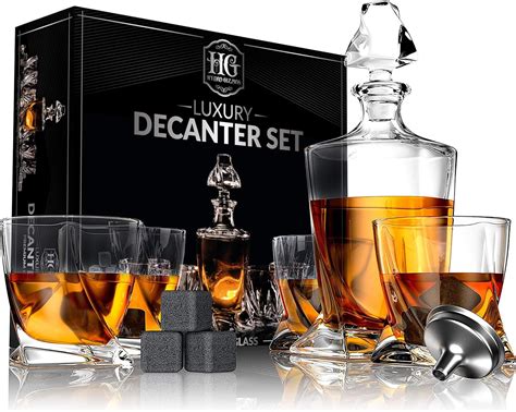Buy Whiskey Decanter Set For Men With 4 Drinking Glasses And 9 Whisky