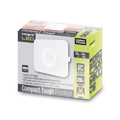 Integral LED COMPACT TOUGH FLOODLIGHT IP64 1800LM 20W 3000K 110B NON