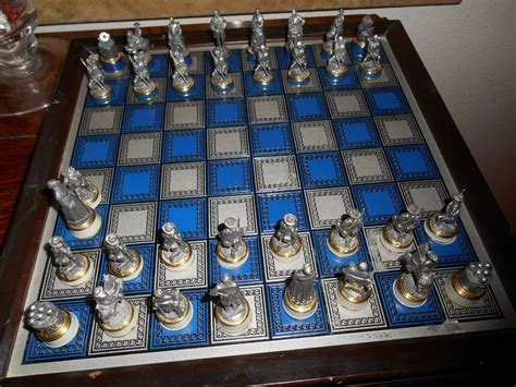 Civil War Pewter Chess Set Town