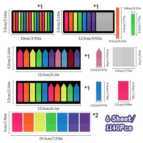 1140pcs Index Tabs Small Writable Sticky Text Strips Page Markers