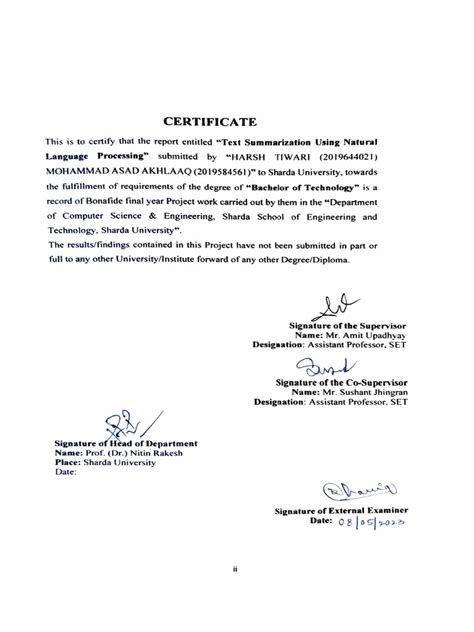 Final Year Project Certificate Pdf