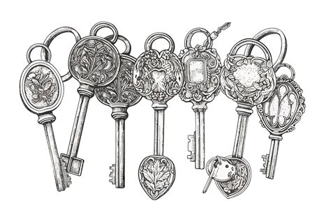 Premium Vector Etched Door Keys Bunch Attached To Ring Isolated On