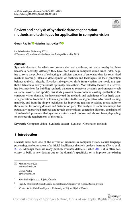 Review And Analysis Of Synthetic Dataset Generation Methods And Techniques For Application In