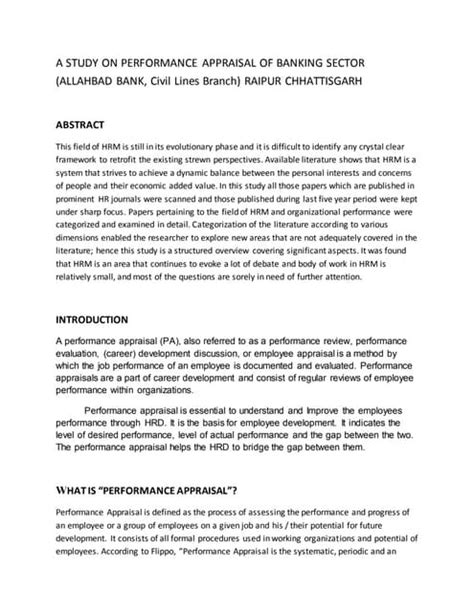 Performance Appraisal In Banks Pdf