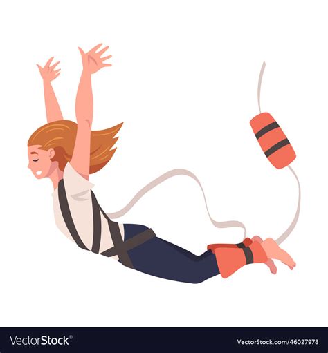 Bungee Jumping With Woman Character Free Falling Vector Image