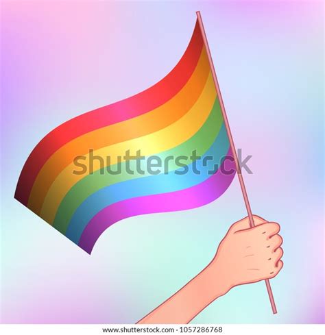 Love Love Human Hand Holding Flag Stock Vector Royalty Free