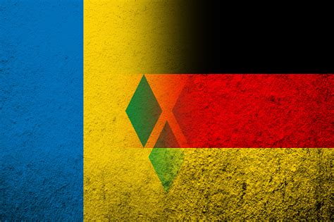 세인트 빈센트와 그레나딘의 국기와 독일의 국기 그런 지 배경 Deutschland Tour에 대한 스톡 벡터 아트 및 기타