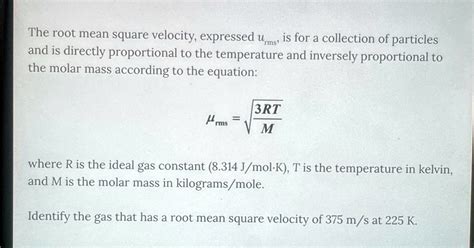 solved the root mean square velocity expressed u rms is for a