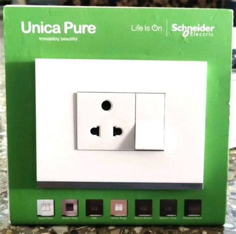 10a Schneider Unica Pure Electrical Modular Switch Socket Combination