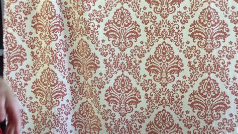 Burnt Orange And Off White Damask Upholstery And Curtain Fabric Double