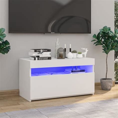 Omabeta Meubles TV Meuble TV avec lumières LED Blanc 75x35x40 cm