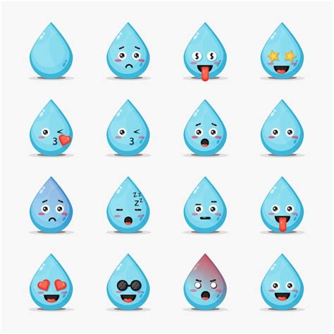 귀여운 물방울 표현 만화 캐릭터 프리미엄 벡터